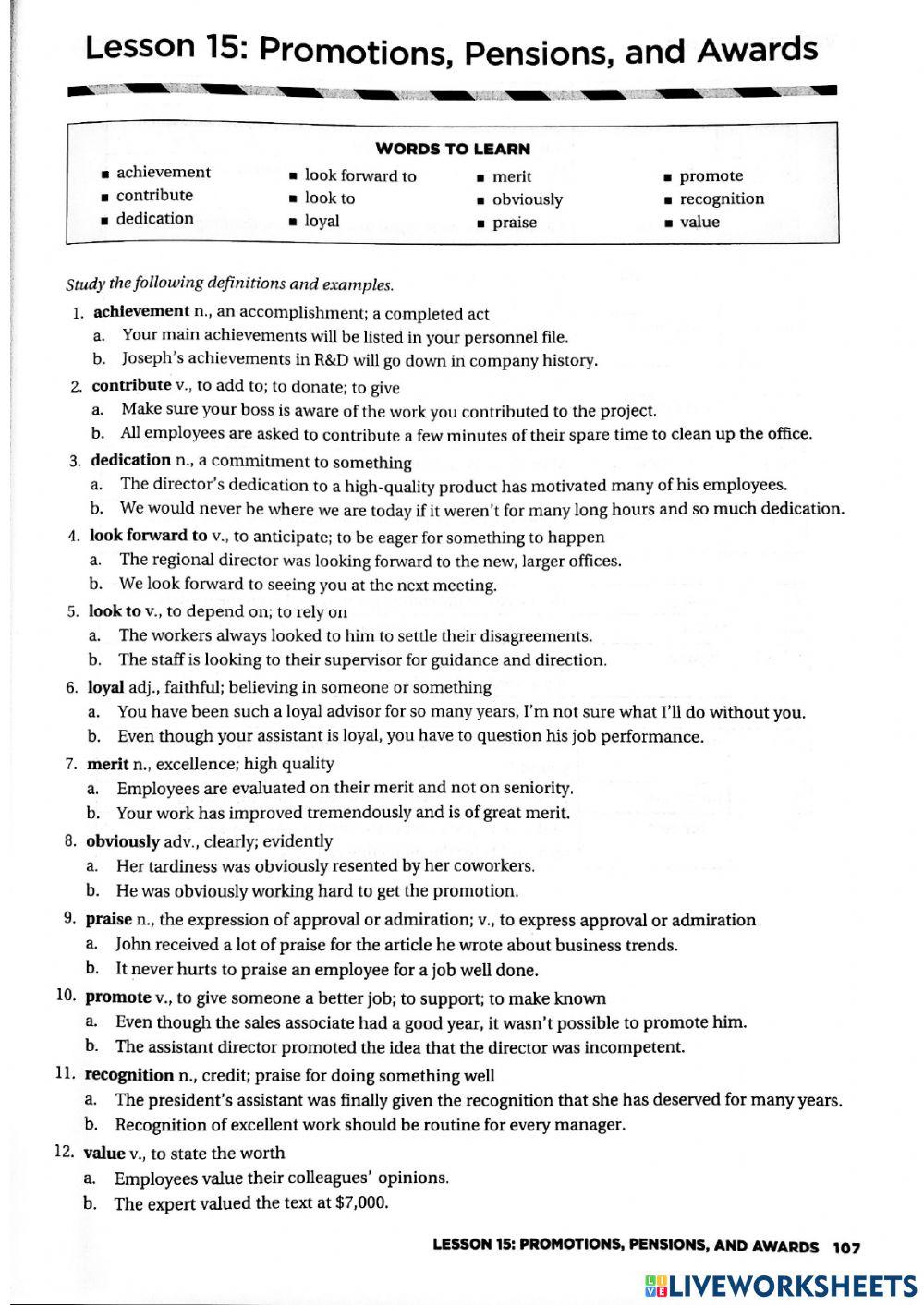 Lesson 15: Prom… | Free Interactive Worksheets | 5210007