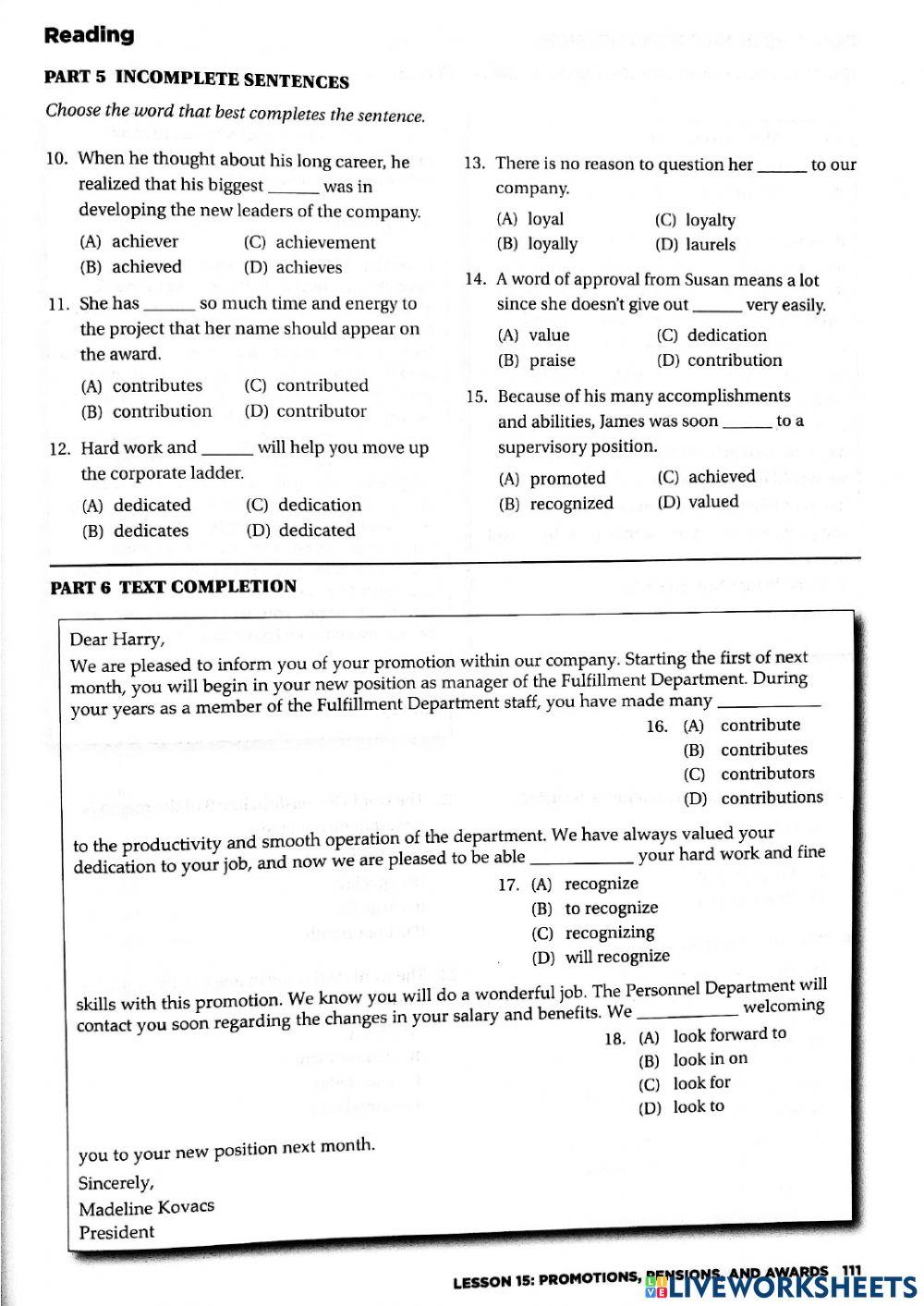 Lesson 15: Prom… | Free Interactive Worksheets | 5210007