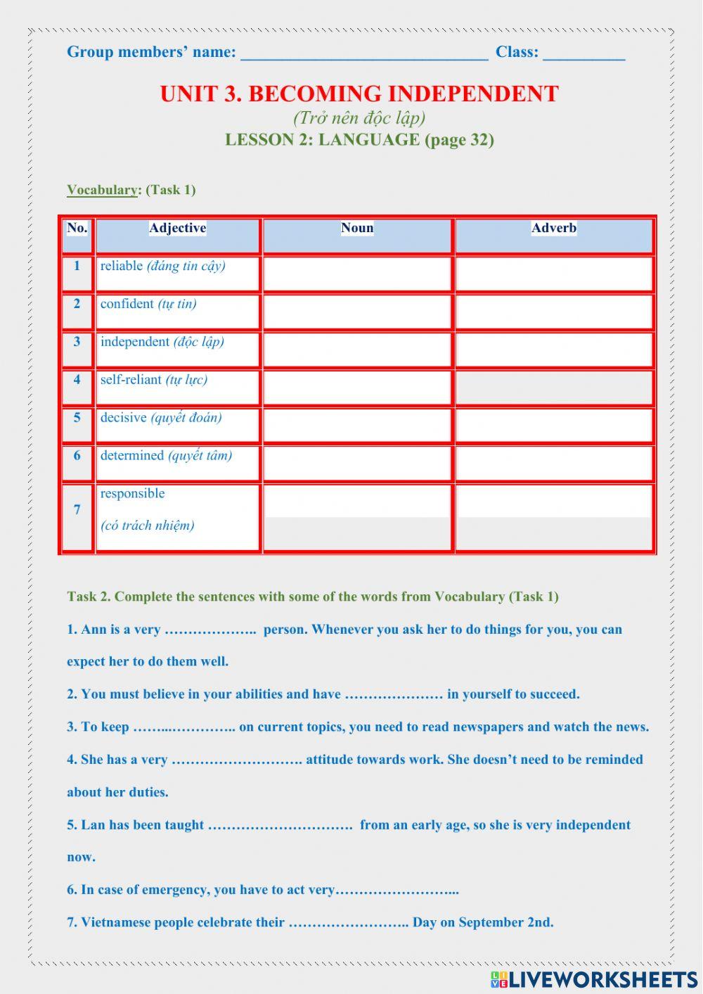 UNIT 3 - LESSON… | Free Interactive Worksheets | 3952467