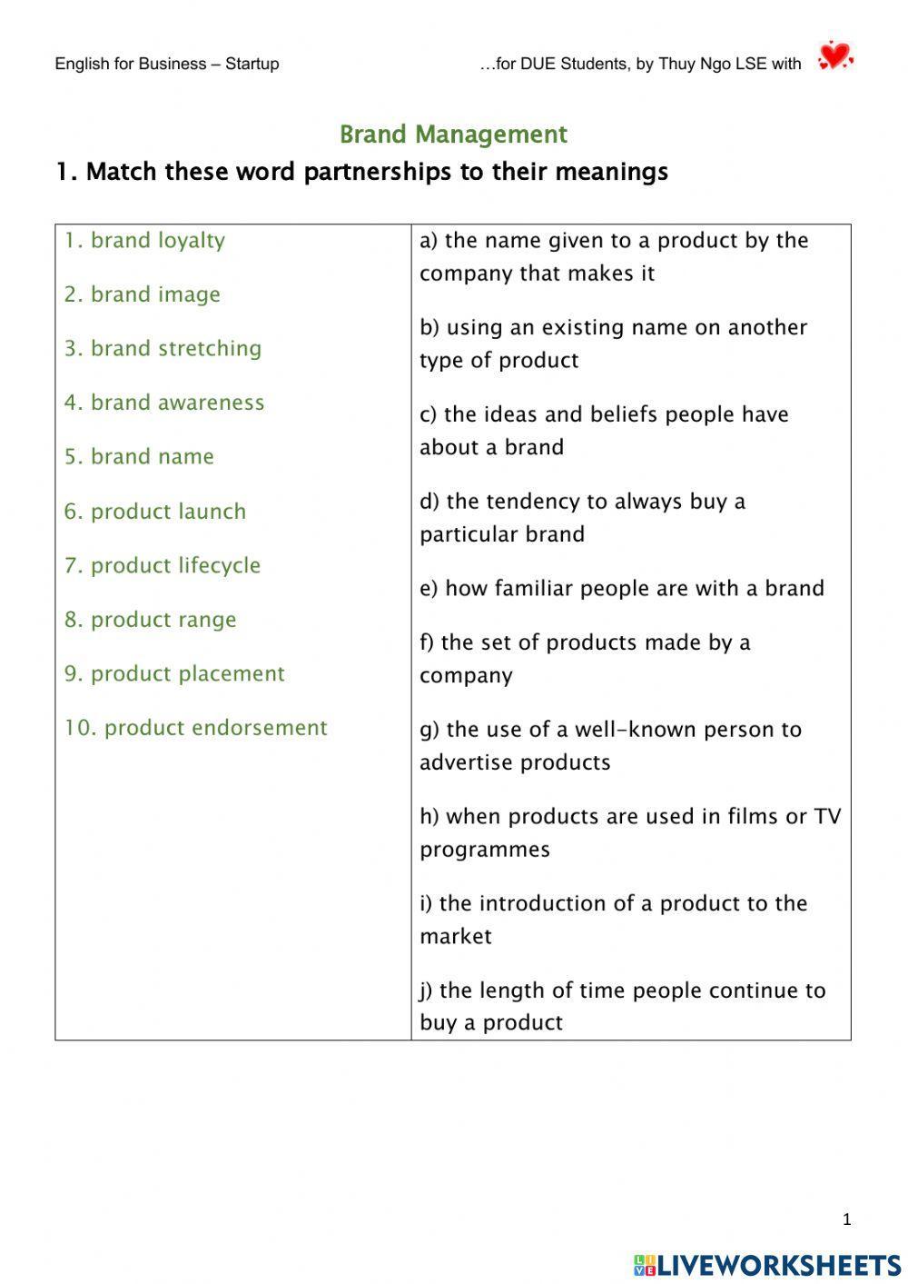 1538542 | Brand management | TAKD | LiveWorksheets