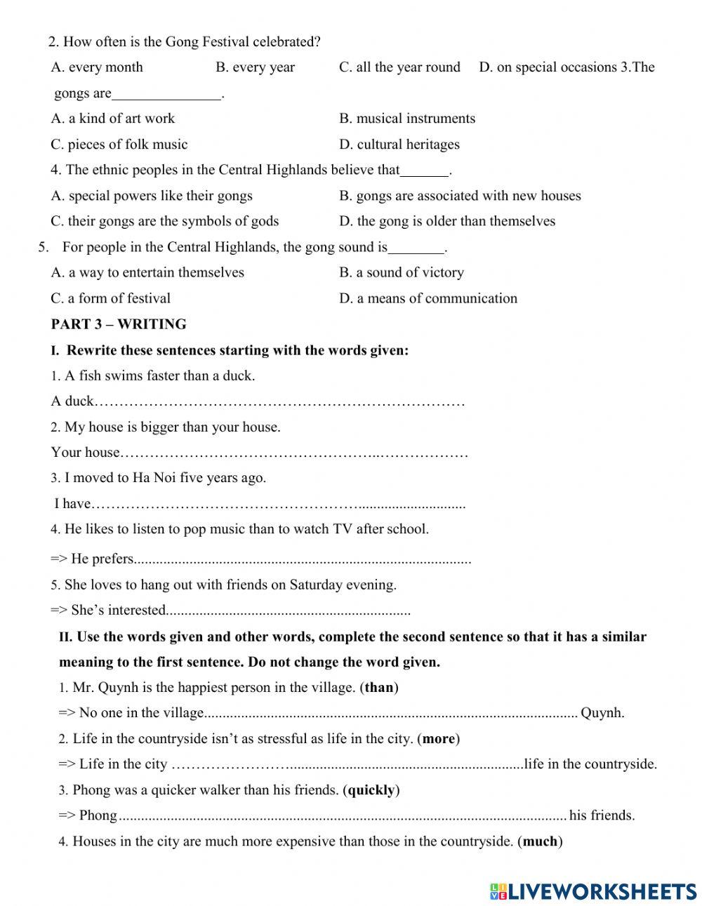 Grade 8- Mid te… | Free Interactive Worksheets | 1538742