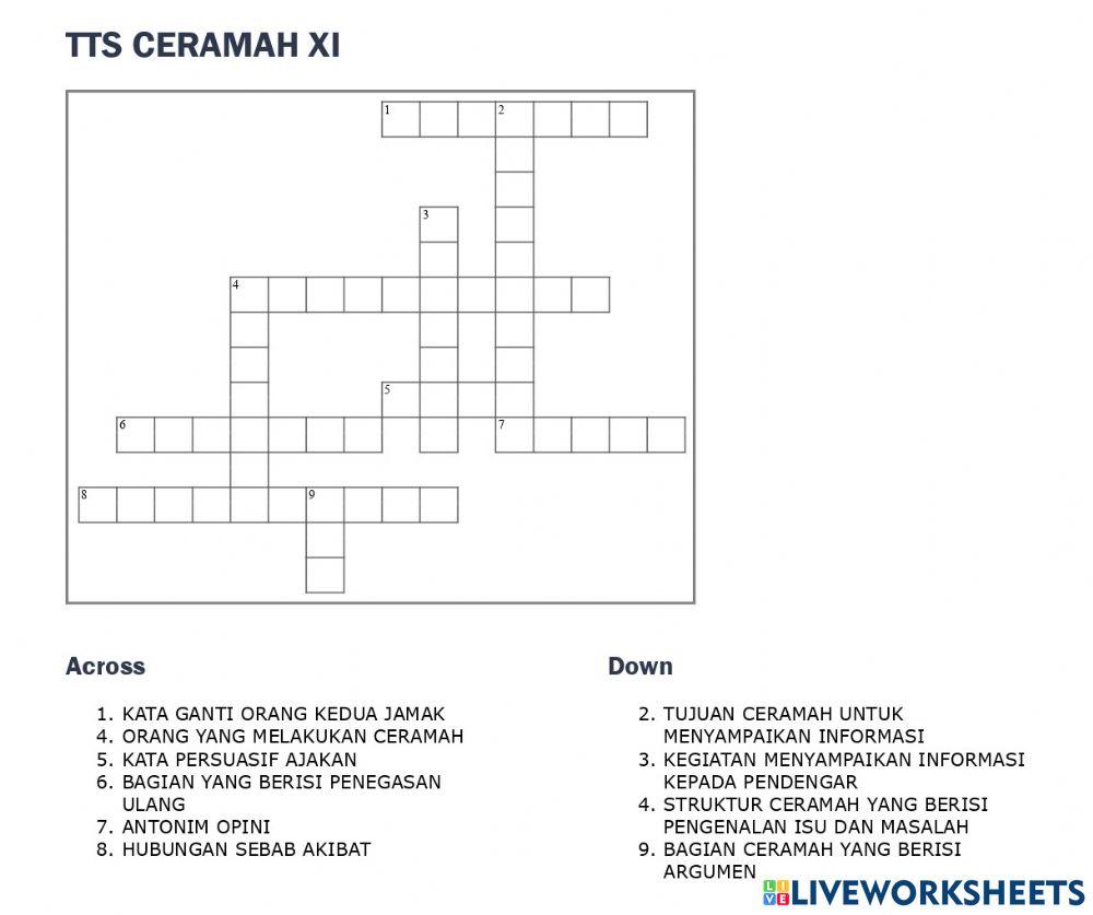 Tts teks ceramah | Free Interactive Worksheets | 1538981