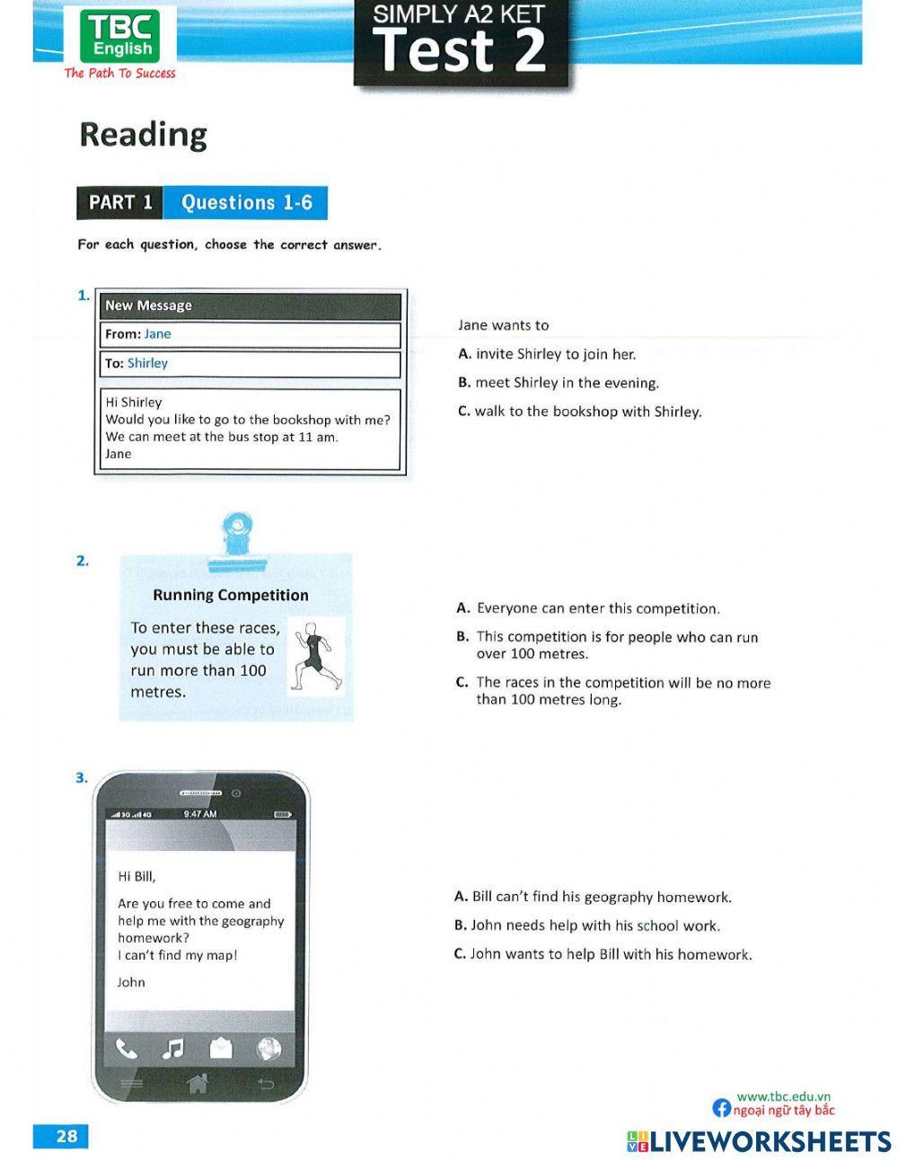 Simply KET Test… | Free Interactive Worksheets | 1539105