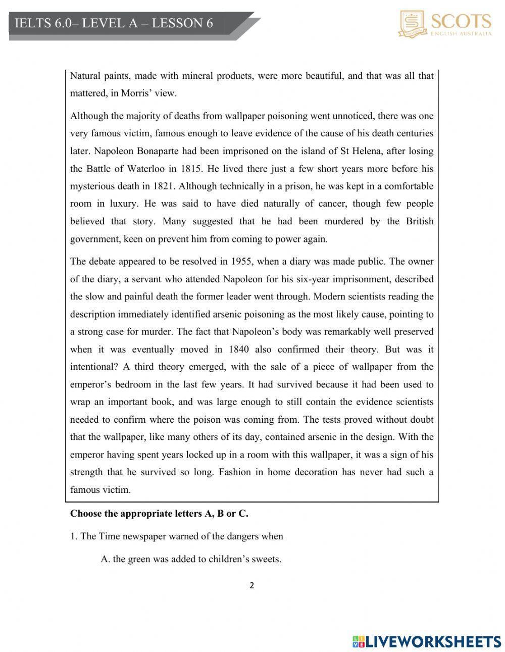 IELTS Reading -… | Free Interactive Worksheets | 1539234