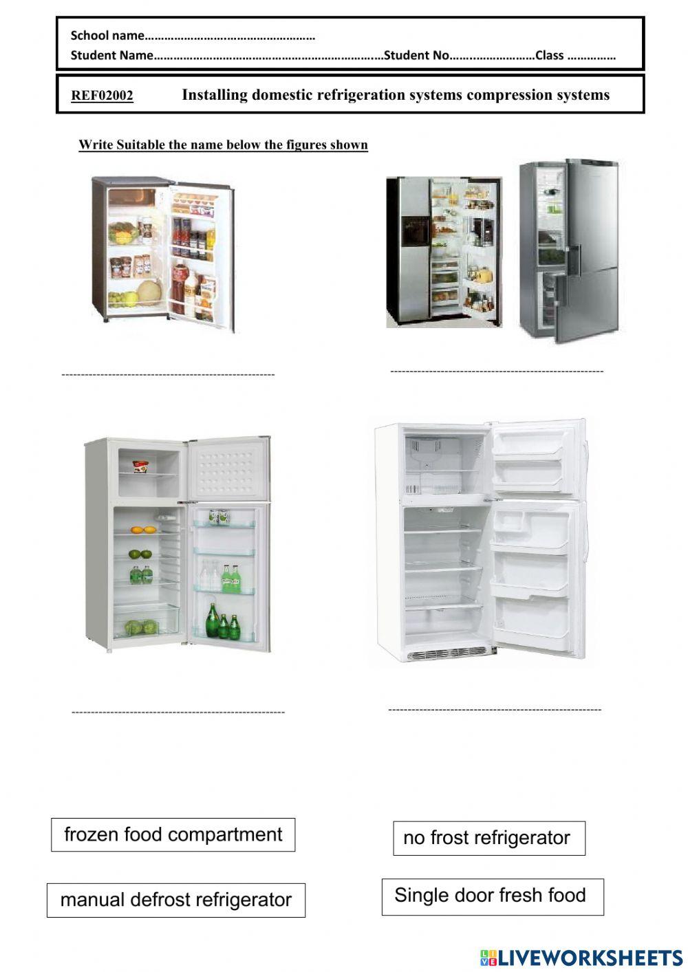 Types of refrigerators worksheet | Live Worksheets