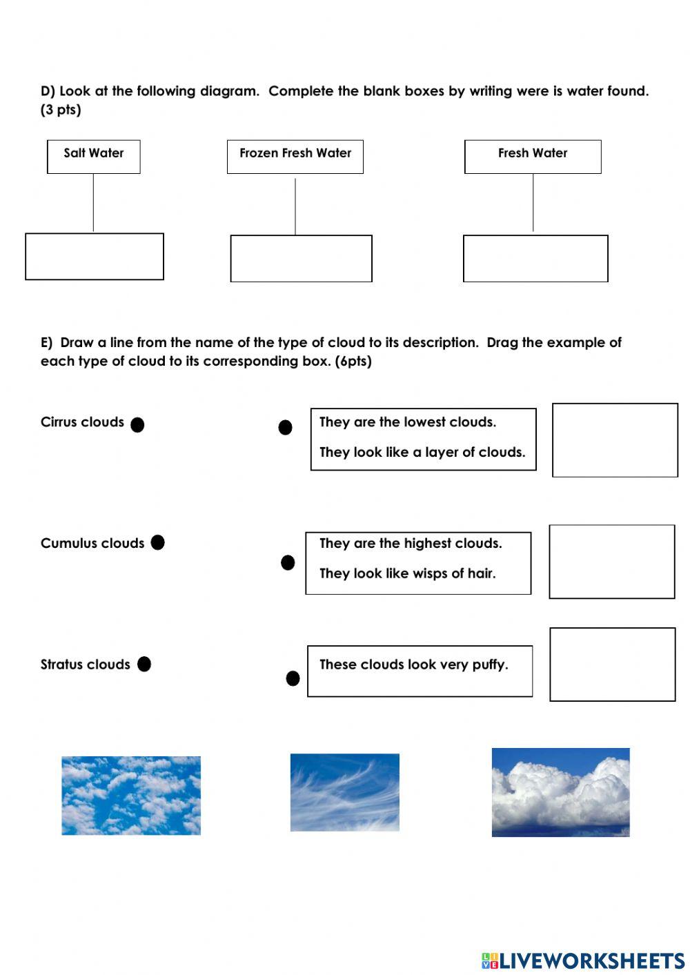 IV BA Science Test Water Cycle 1540027 | Montserrat Mora