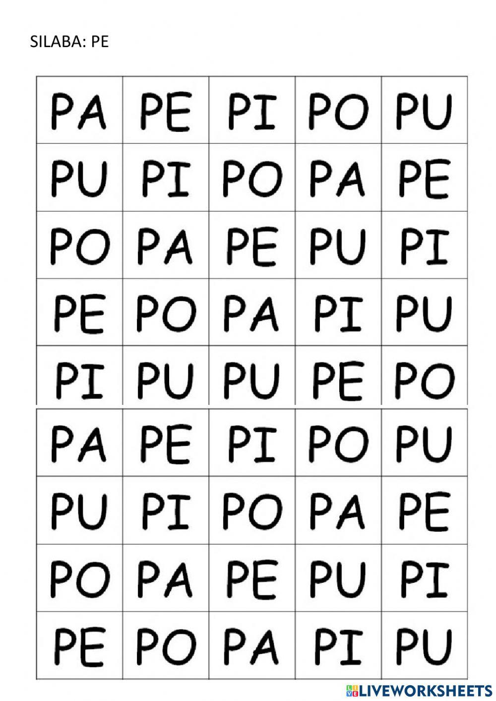 Letra PE worksheet | Live Worksheets