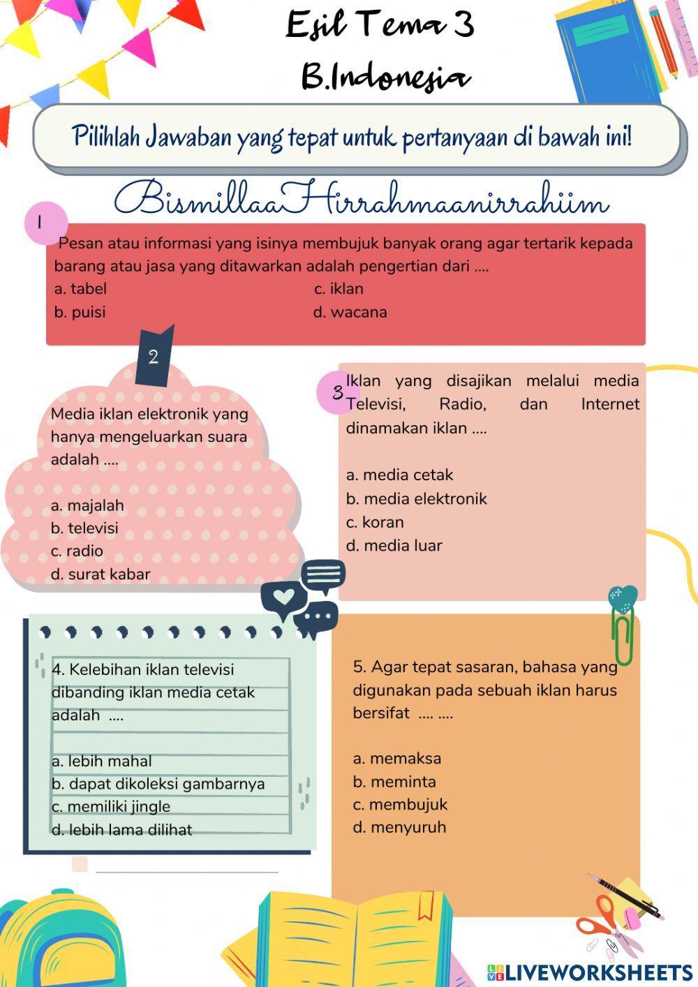 Esil Tema 3 B.Indonesia 3448045 | worksheet5 | Live