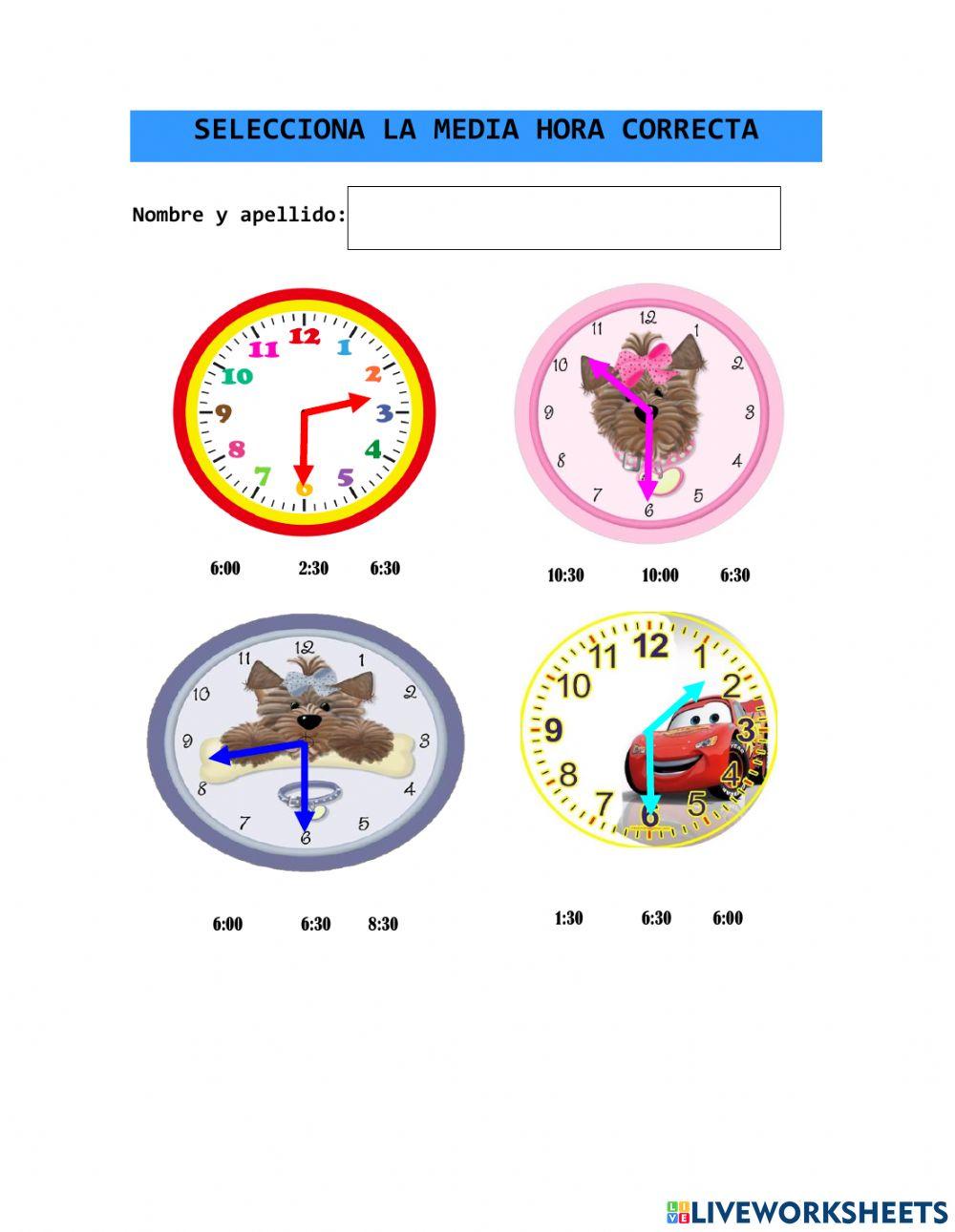 La media hora worksheet | Live Worksheets