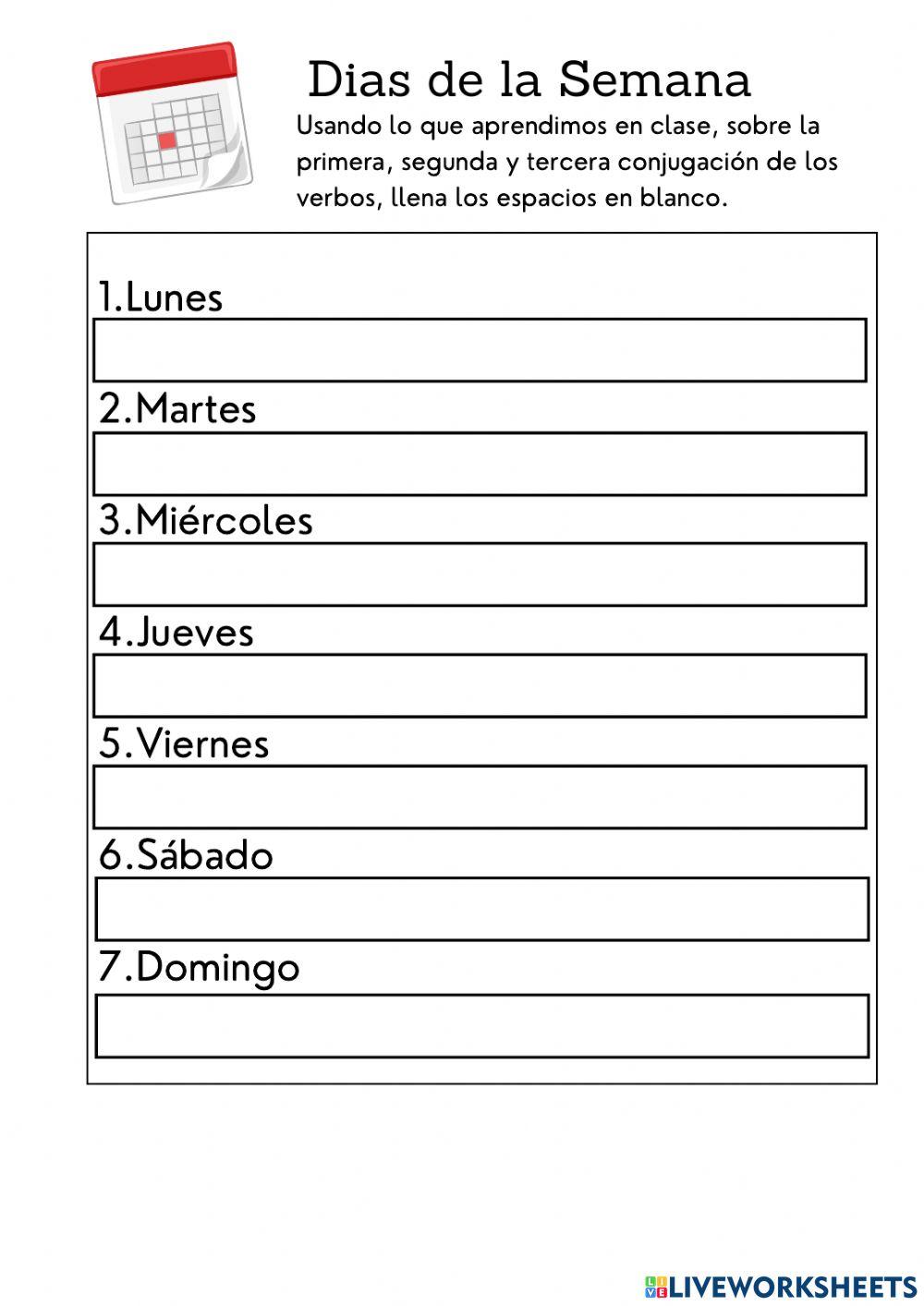 Dias de la Semana online activity for begginer | Live Worksheets
