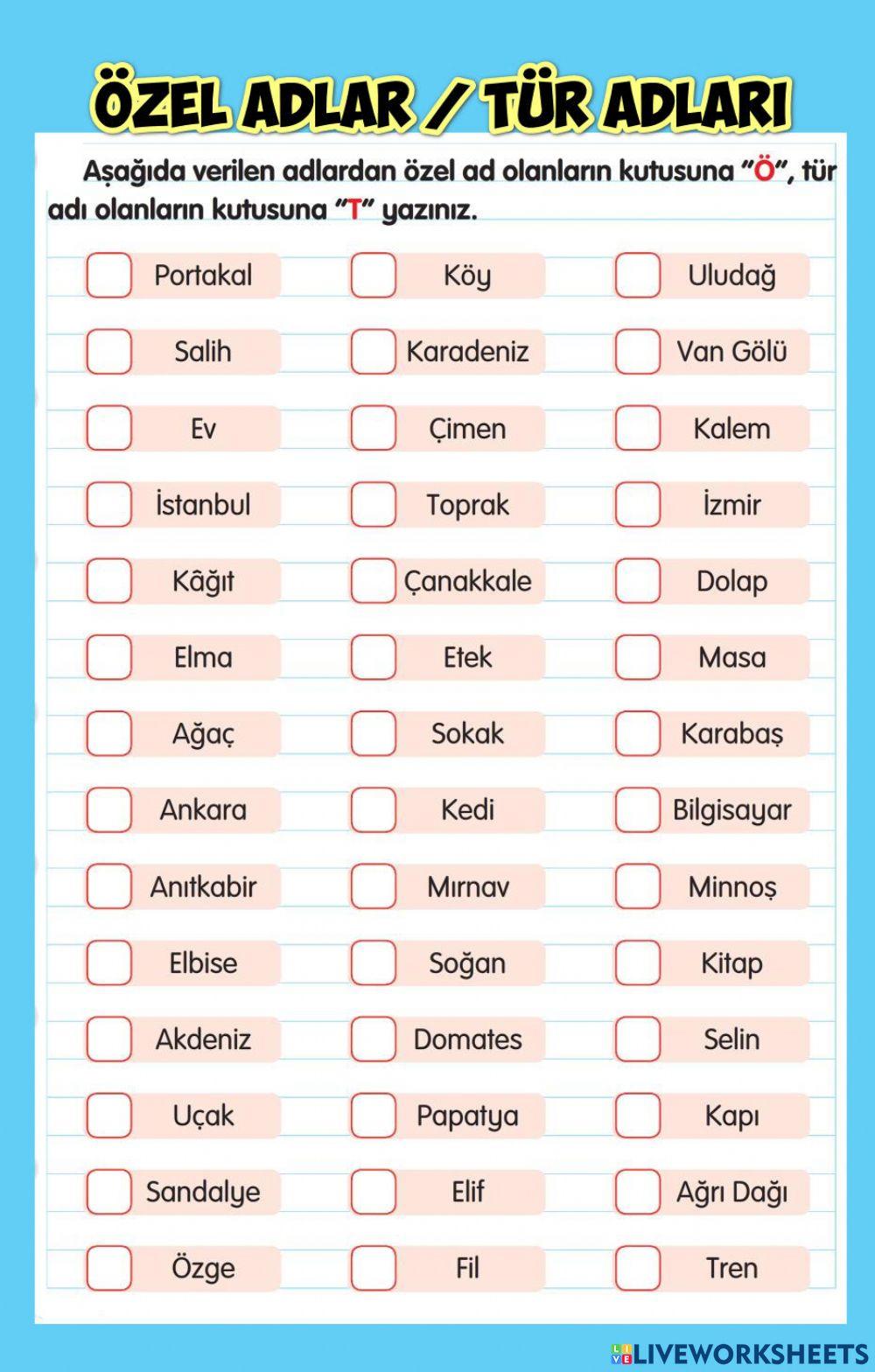 Özel Adlar - Tür Adları 1541041 | aziz3011 | Live