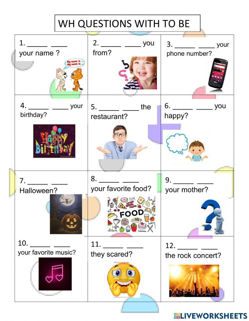 Wh Questions With The Verb To Be Interactive Worksheet Verb To Be ... Wh Questions With The Verb To Be Interactive Worksheet Verb To Be ...