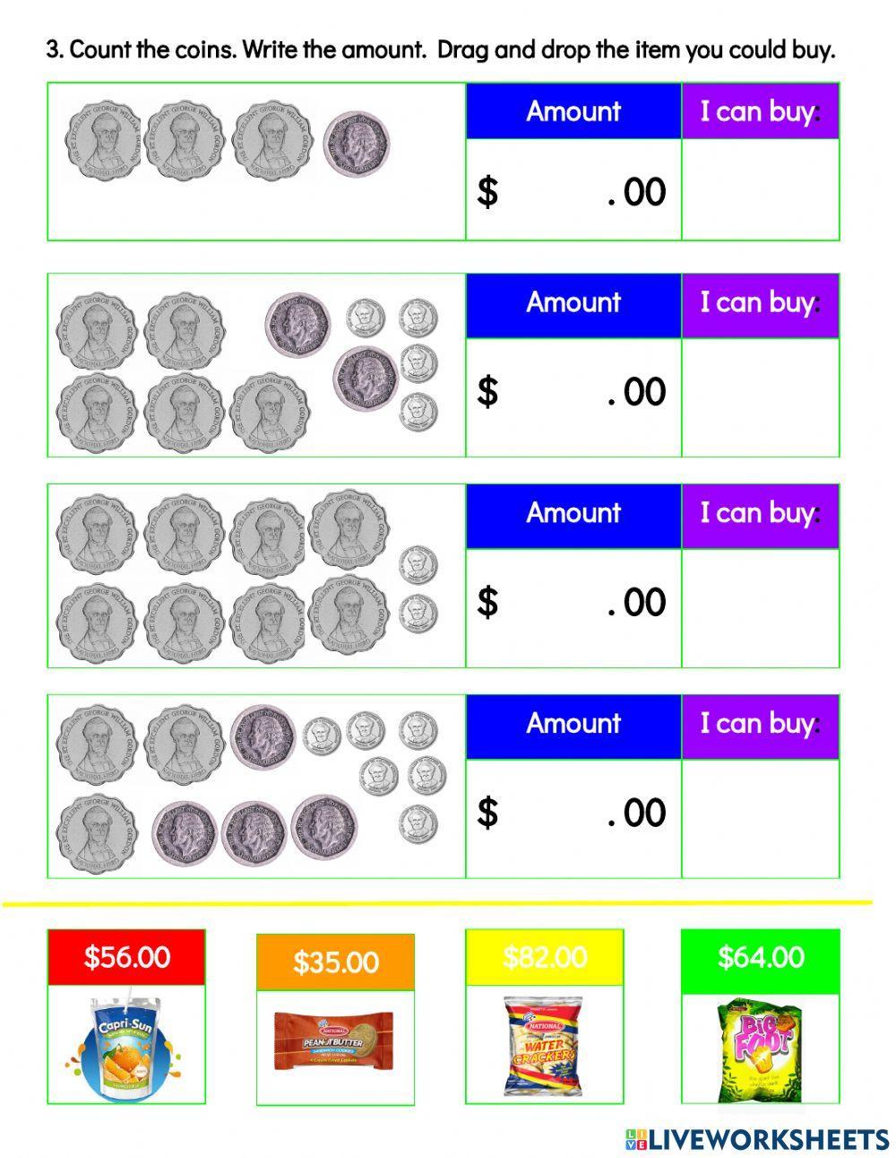 JMD Money Pract… | Free Interactive Worksheets | 1541246