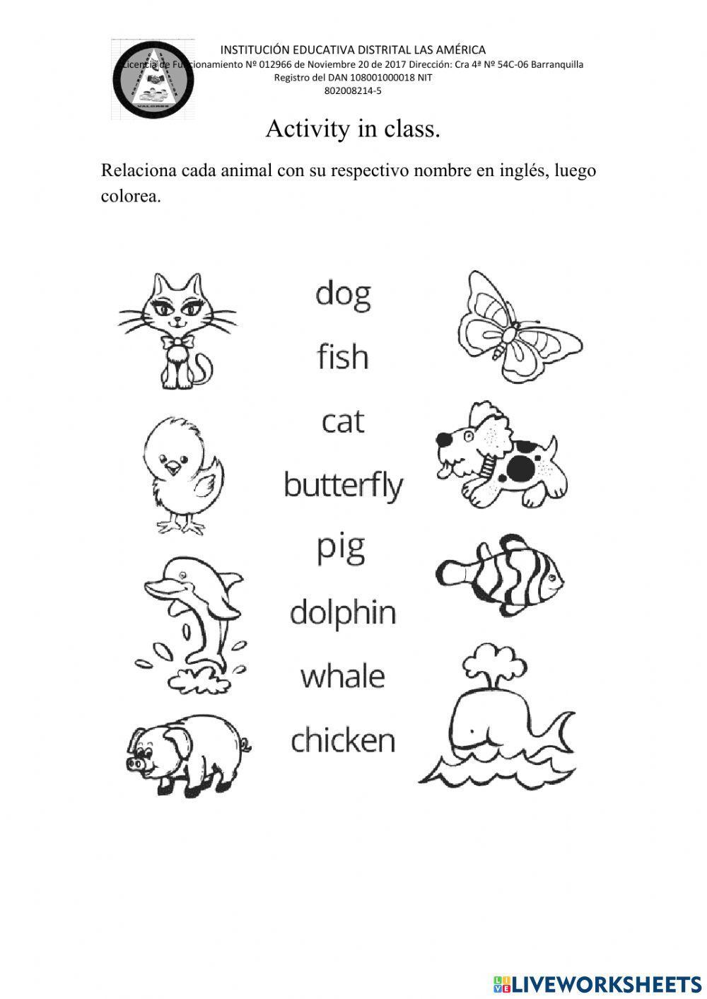 Animals online exercise for primer grado | Live Worksheets
