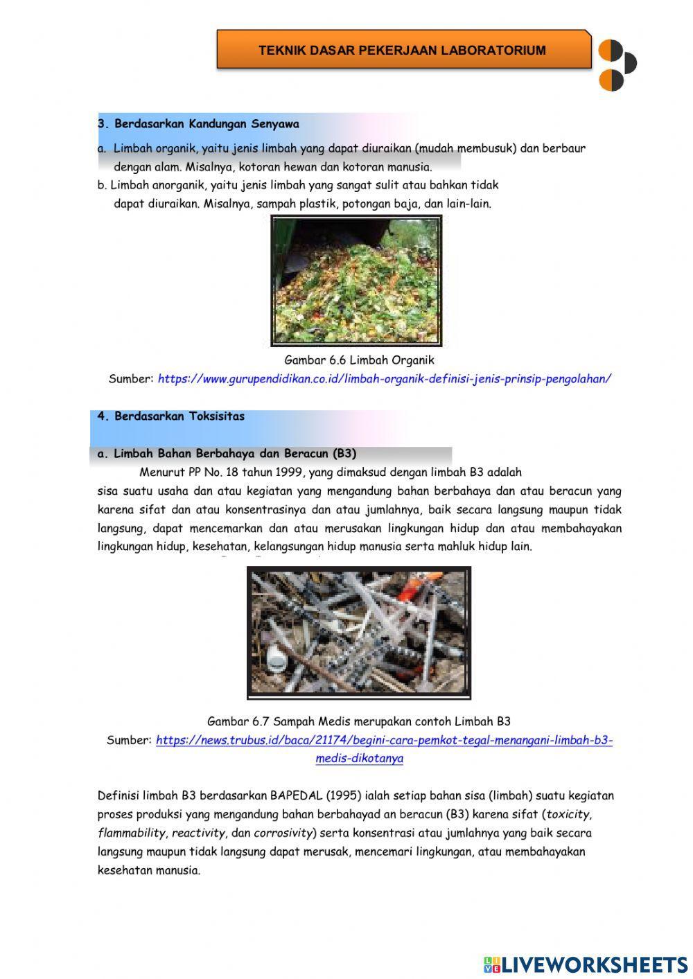 Limbah non b3 worksheet | Live Worksheets