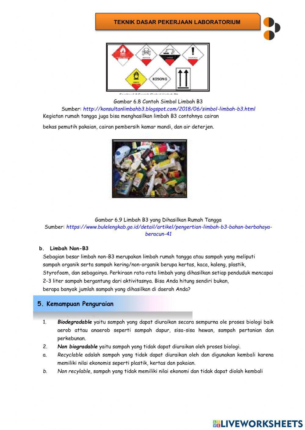 Limbah non b3 worksheet | Live Worksheets