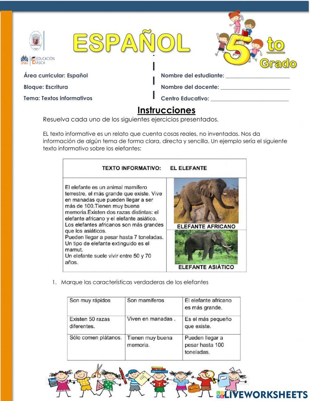 Ejercicios Sobre Textos Informativos - Image to u