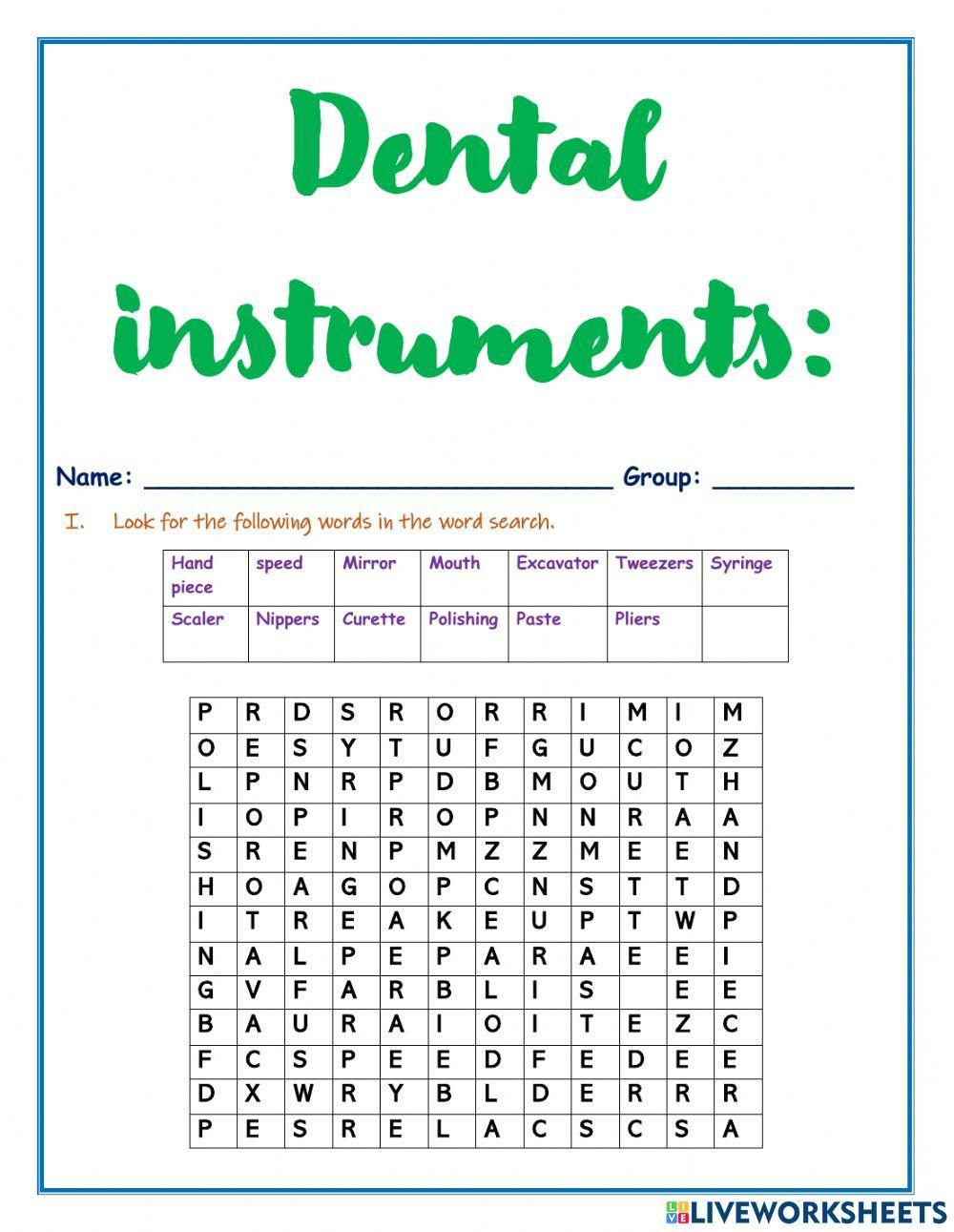 Dental Instrume… | Free Interactive Worksheets | 1541870