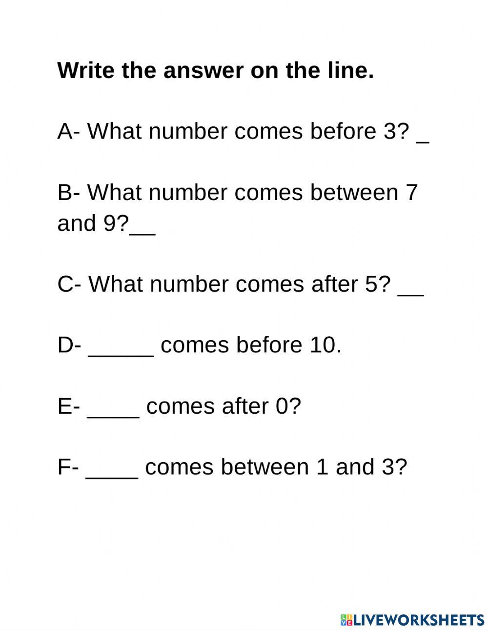 Numbers Online Exercise For Grade 1 | Live Worksheets