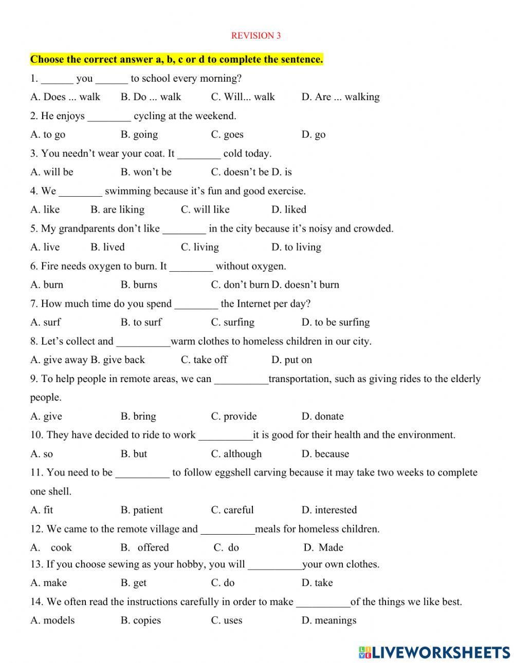 R3 1542038 | Nguyễn Thuỳ Linh | LiveWorksheets
