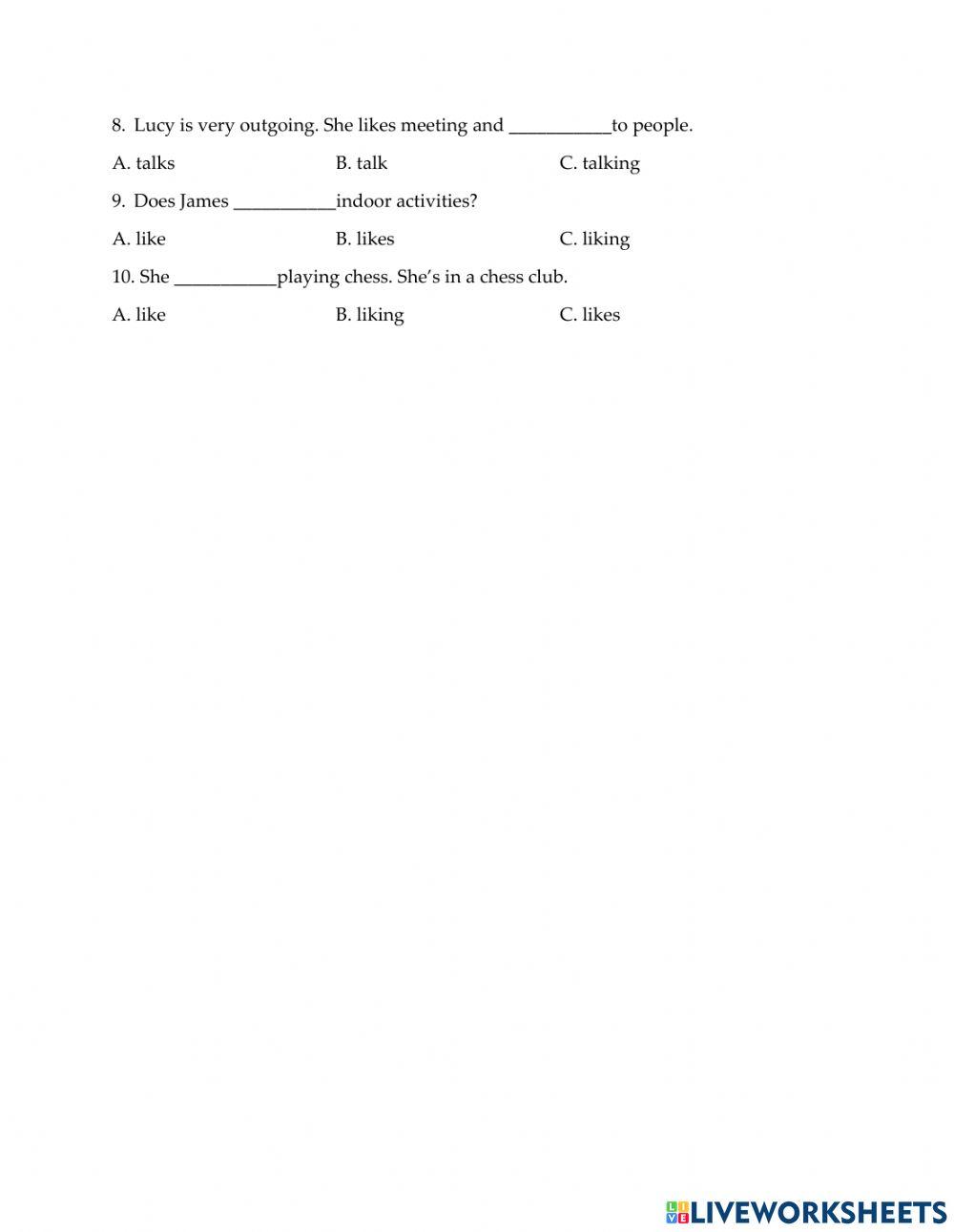 ILSW 6 Grammar unit 1-2 worksheet | Live Worksheets