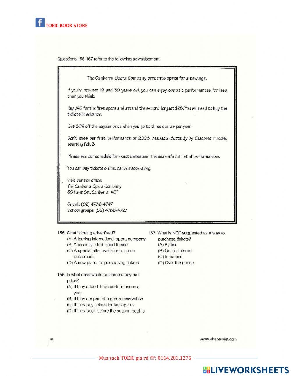 Toeic 2 homework reading worksheet | Live Worksheets
