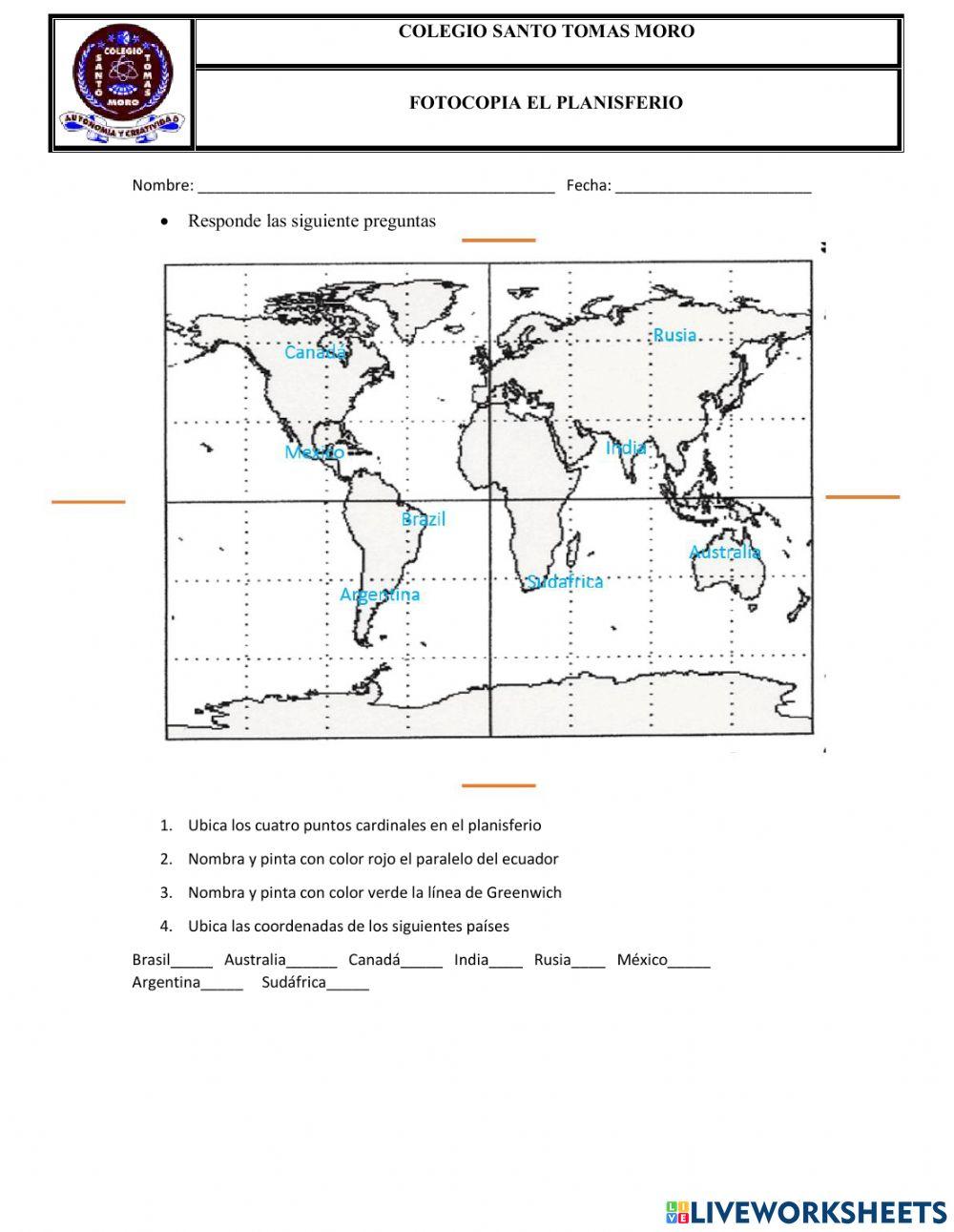 Planisferio | Live Worksheets