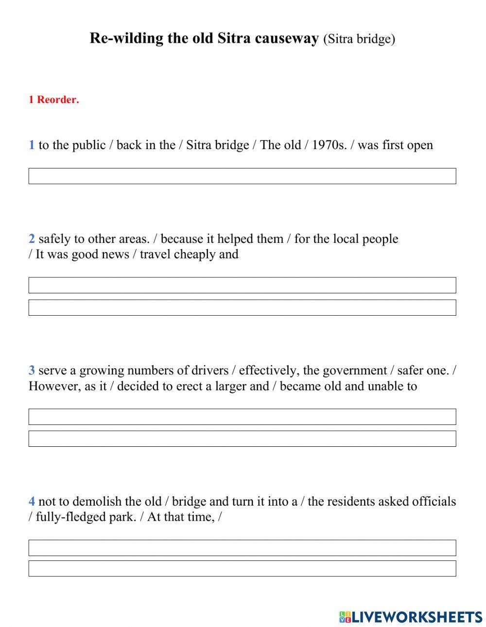 The old Sitra Bridge worksheet | Live Worksheets