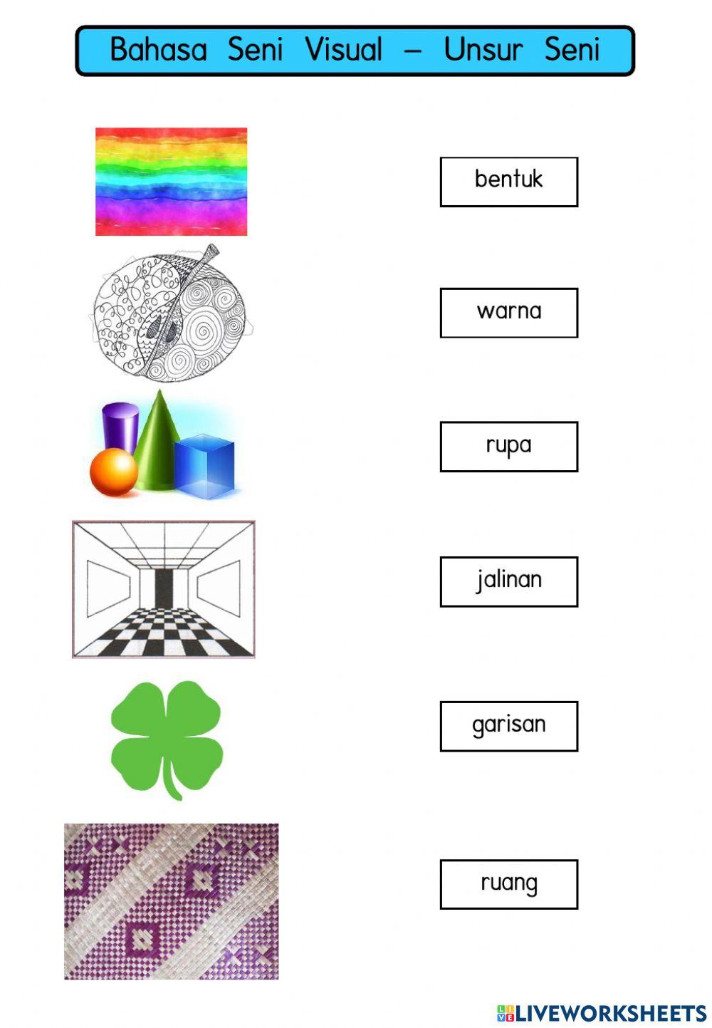 Bahasa Seni Visual online activity | Live Worksheets