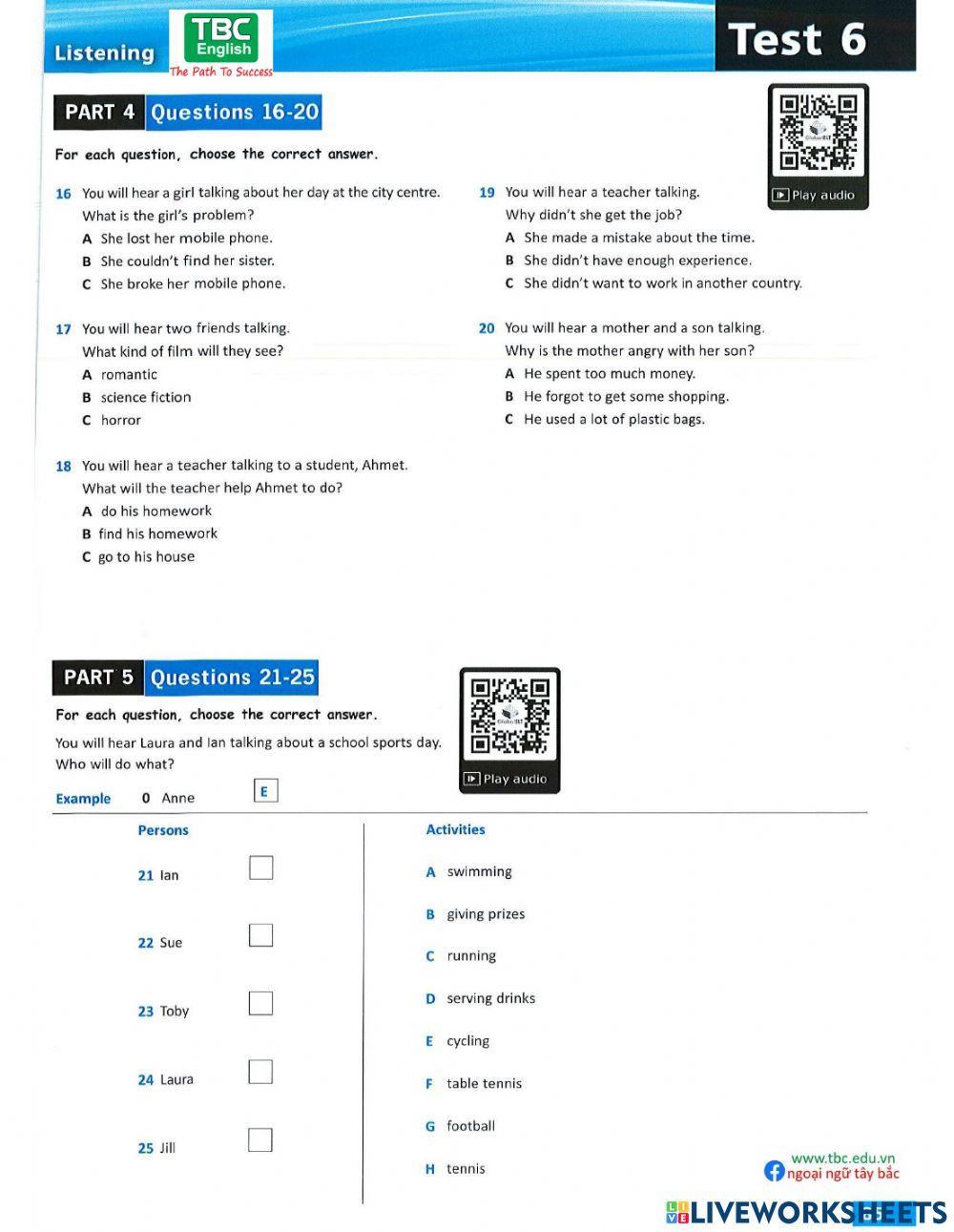 Simply KET Test… | Free Interactive Worksheets | 1542992