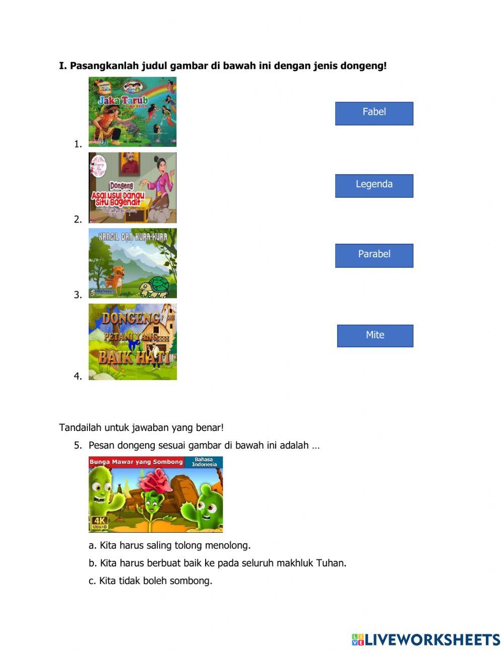 Dongeng dan Manfaat Hewan worksheet | Live Worksheets