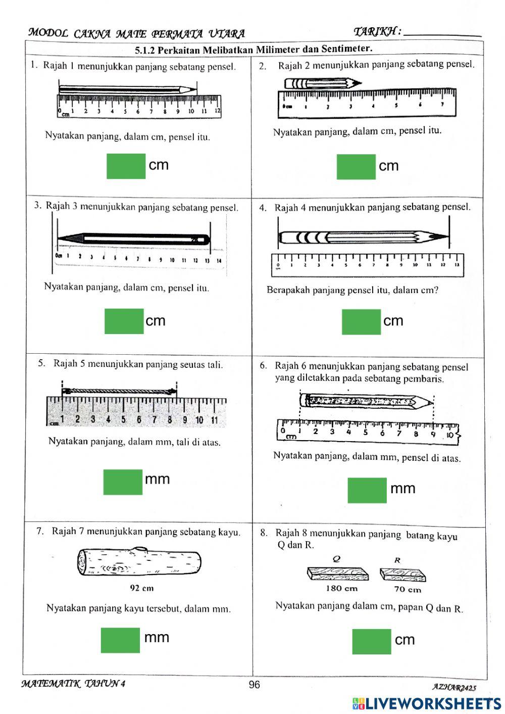 Mengukur Unit Panjang Tahun 4 1543280 | Yan5894 | Live
