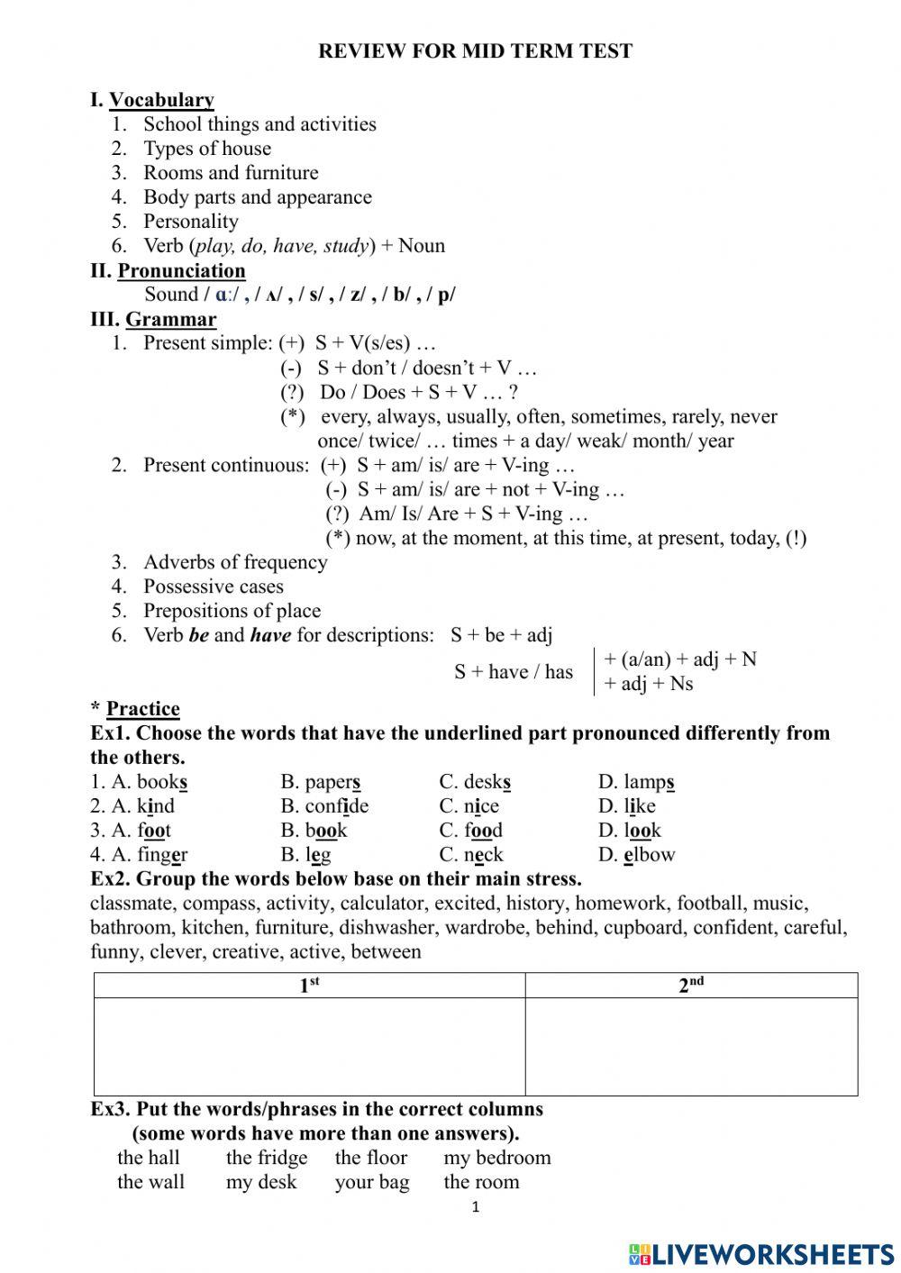 E6 - revision for id term test worksheet | Live Worksheets