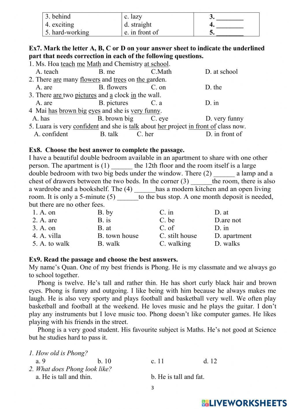 E6 - revision for id term test worksheet | Live Worksheets