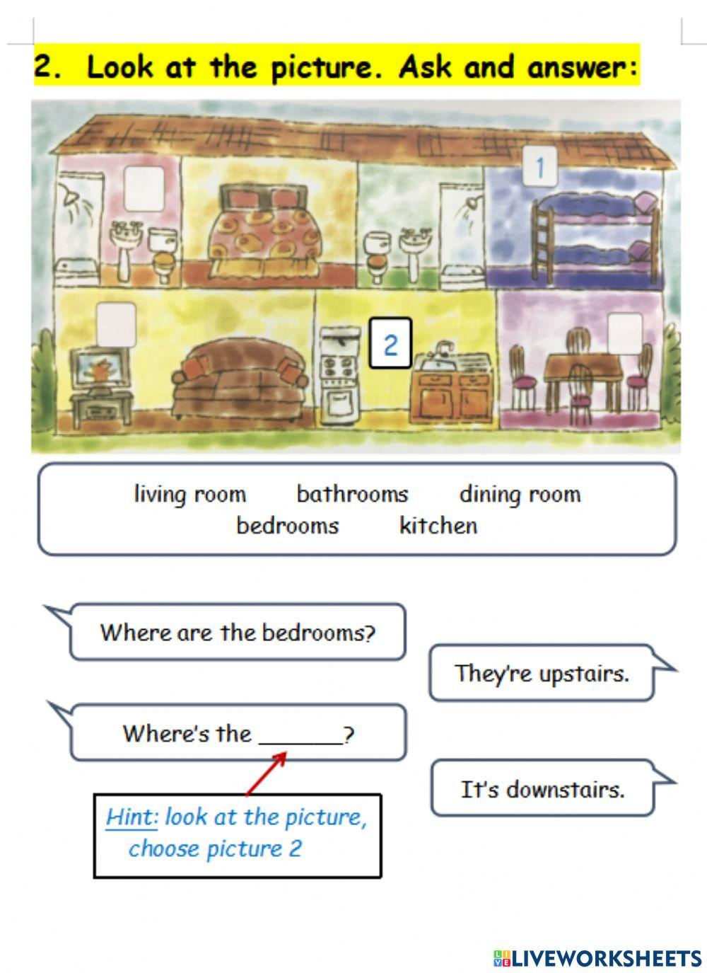 Speaking - Rooms in the house worksheet | Live Worksheets