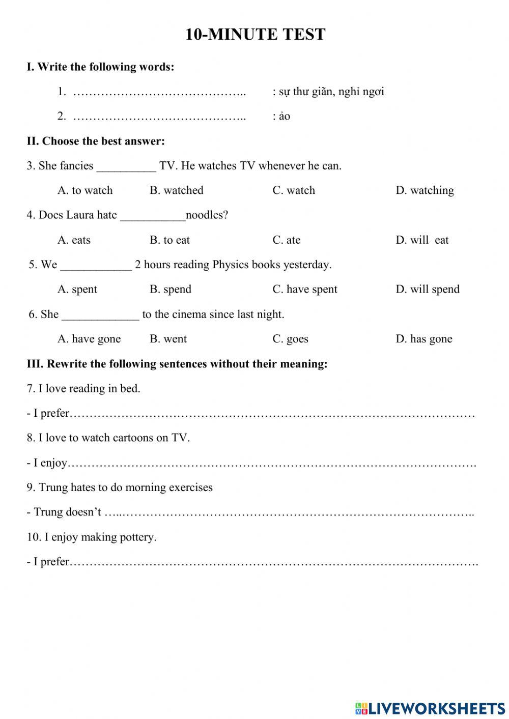 10-minute test-8a3 1543900 | Nguyễn Thị Thạnh