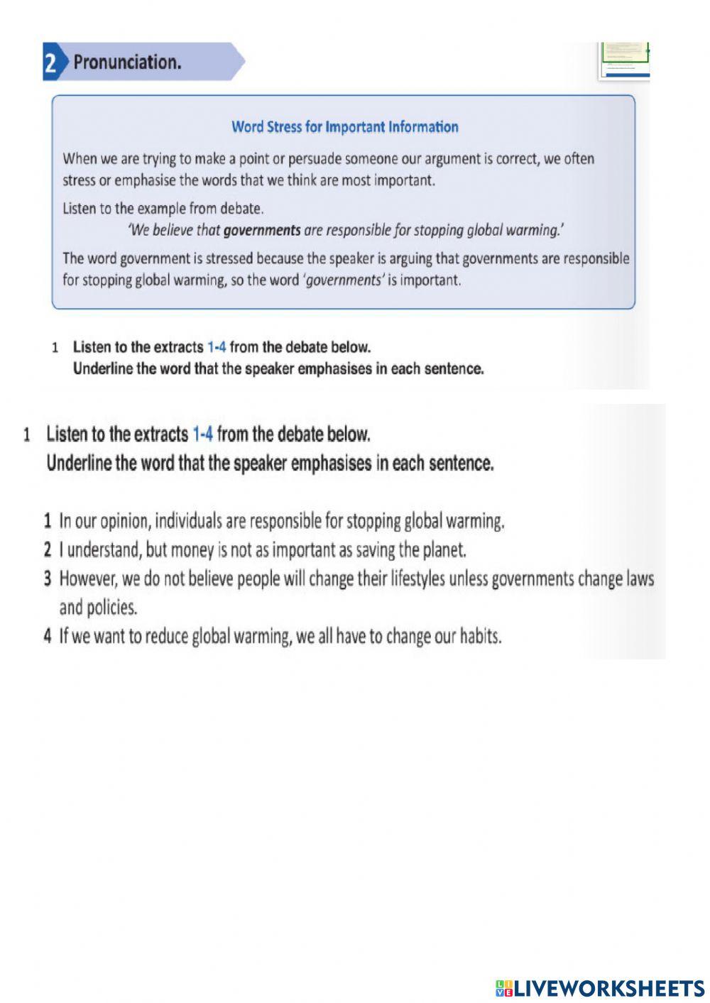 Climate Change 4 worksheet | Live Worksheets