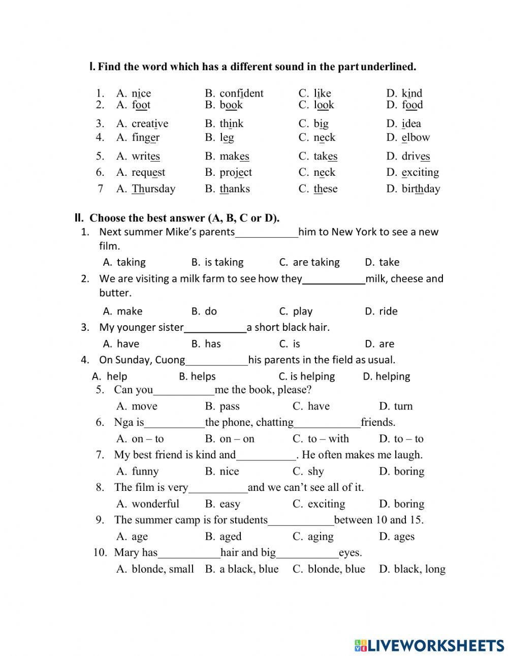 Homework online exercise for grade 6 | Live Worksheets