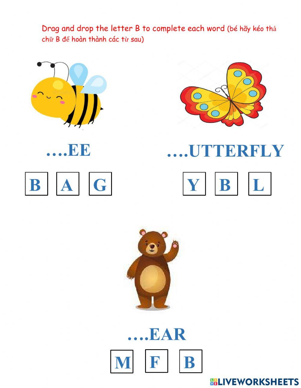 Lettter A, B worksheet | Live Worksheets