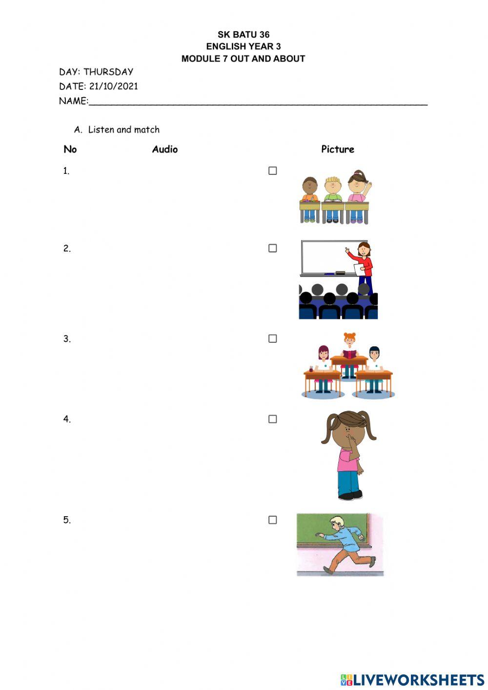 Module 7 out and about interactive exercise for year 3 | Live Worksheets