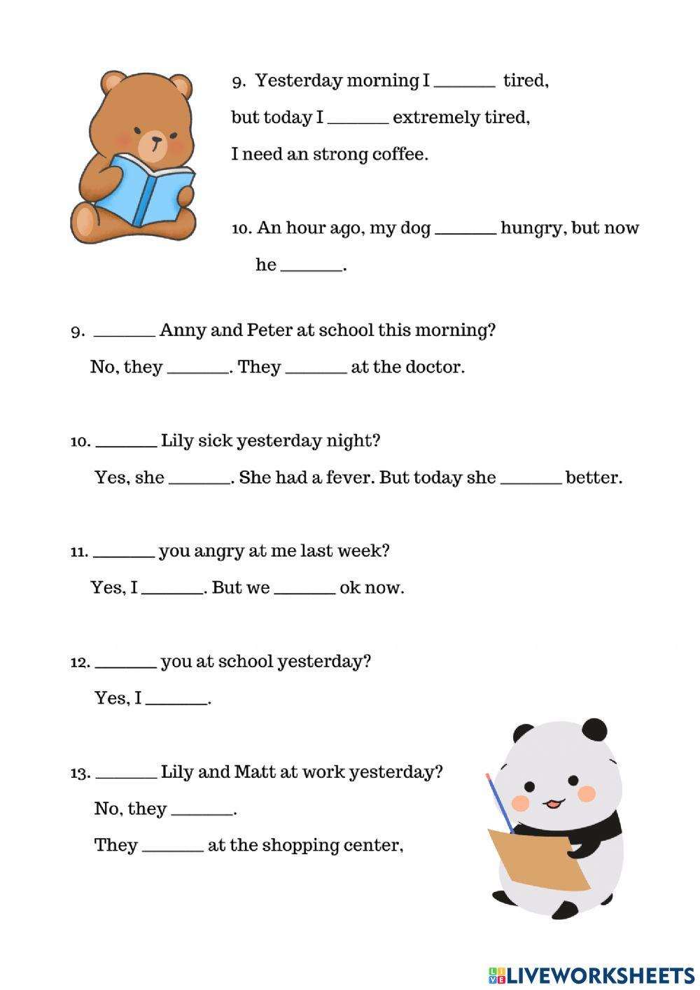 Was or Were | Free Interactive Worksheets | 1545060