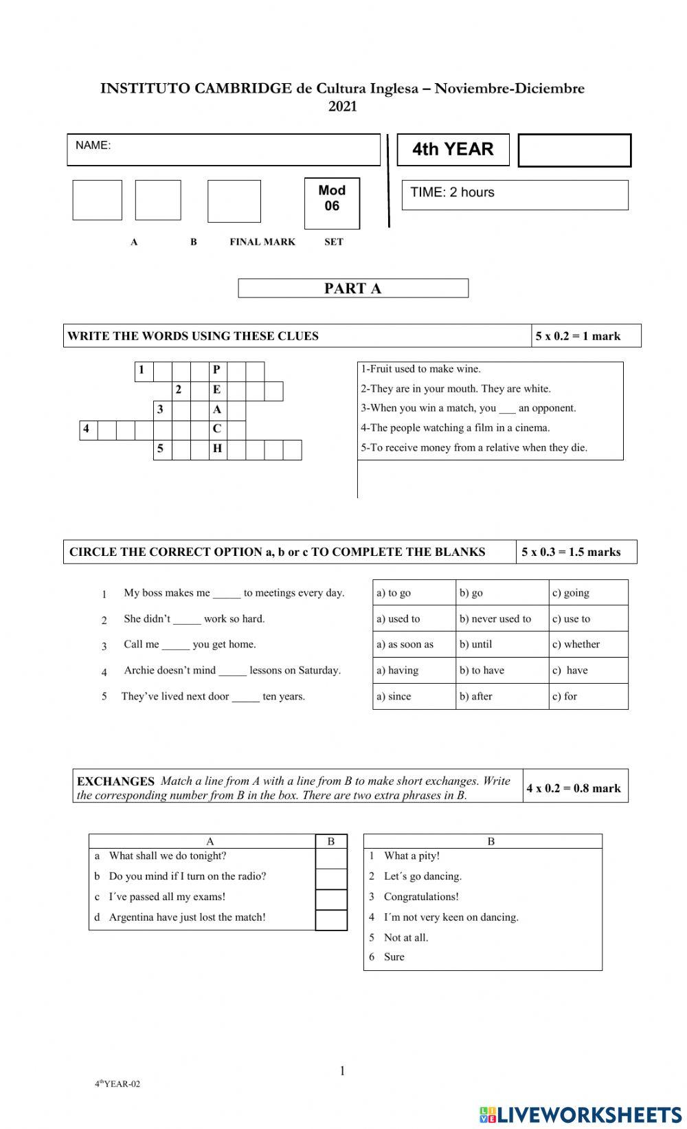 Cua 06 worksheet | Live Worksheets