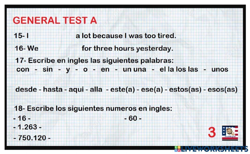 Test general ingles a | Cristian Villa | Live