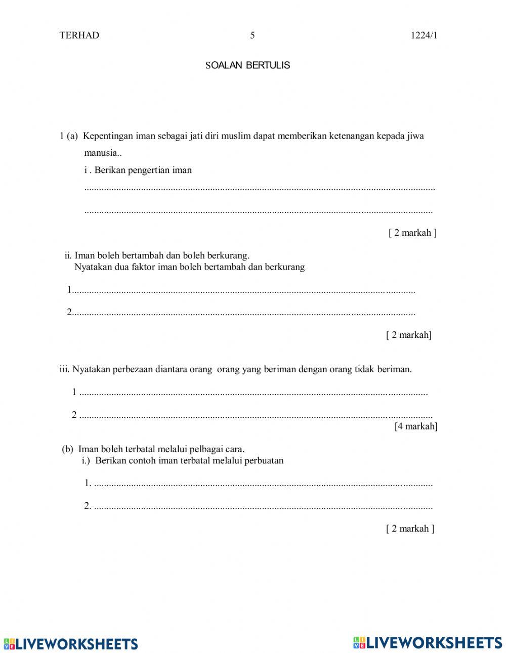 Pendidikan islam pima worksheet | Live Worksheets