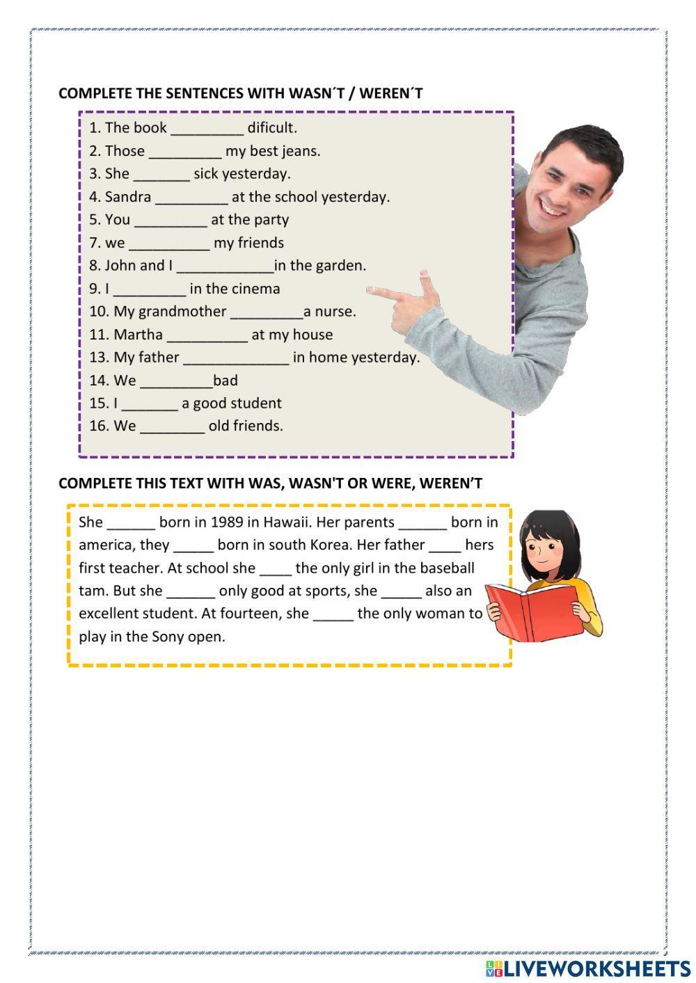 Was and were (n… | Free Interactive Worksheets | 1545835