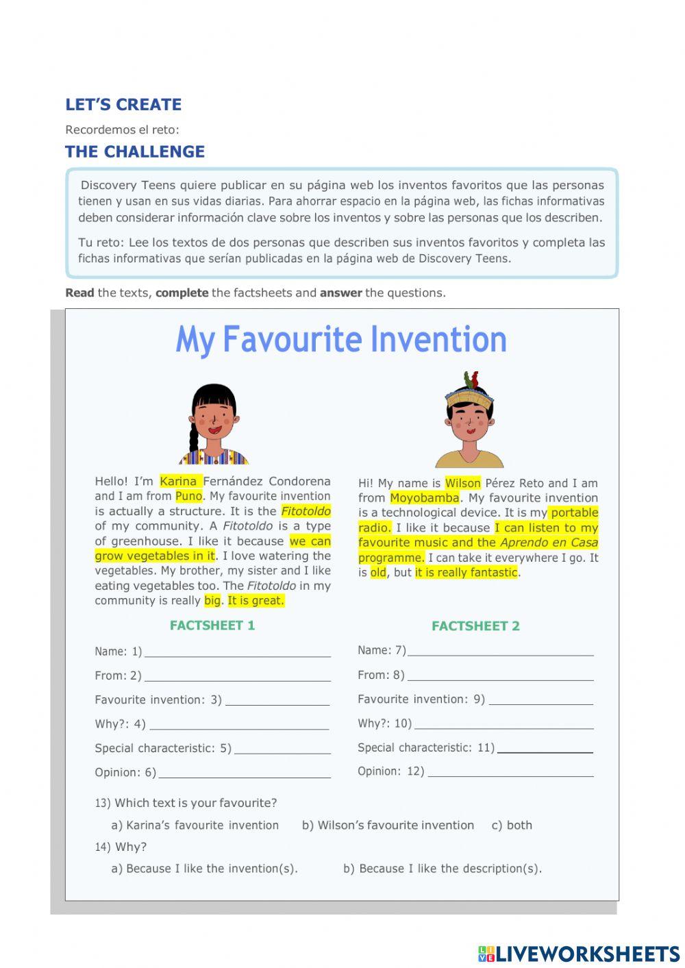 Inventions and Technology interactive activity | Live Worksheets