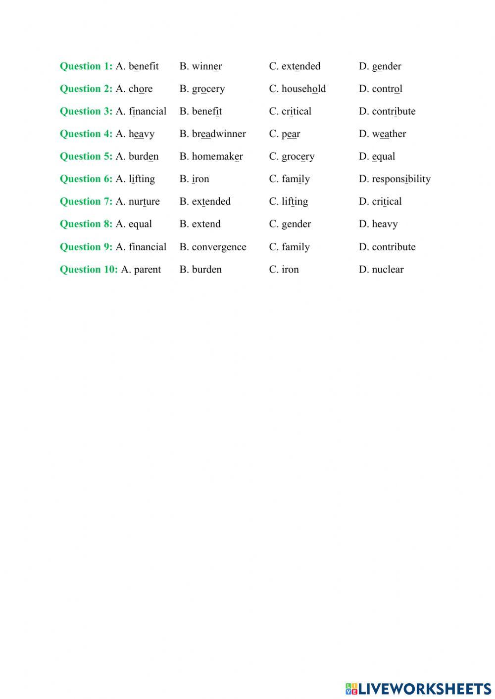 English 10 free online worksheet | Live Worksheets