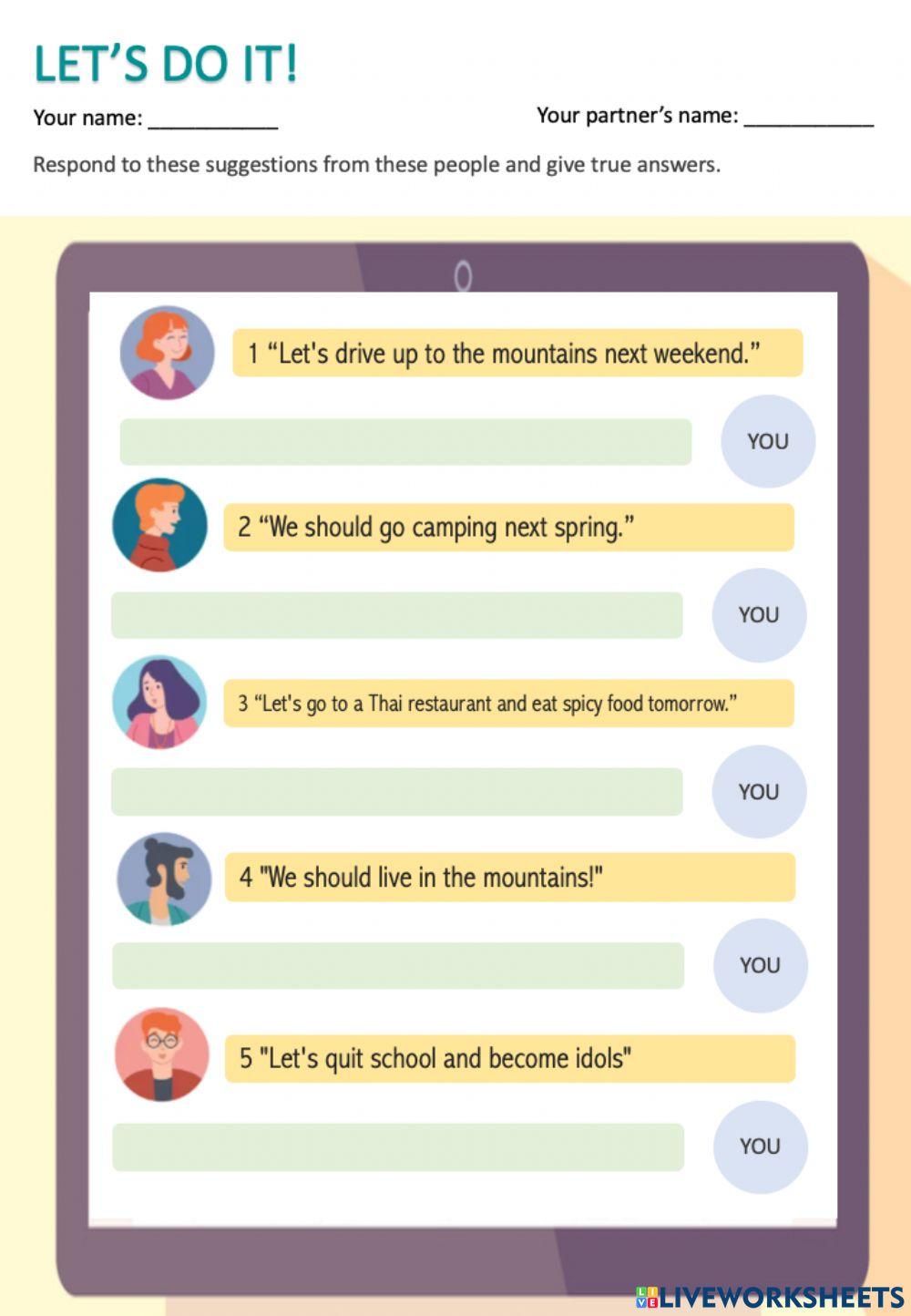 Let's do it worksheet | Live Worksheets