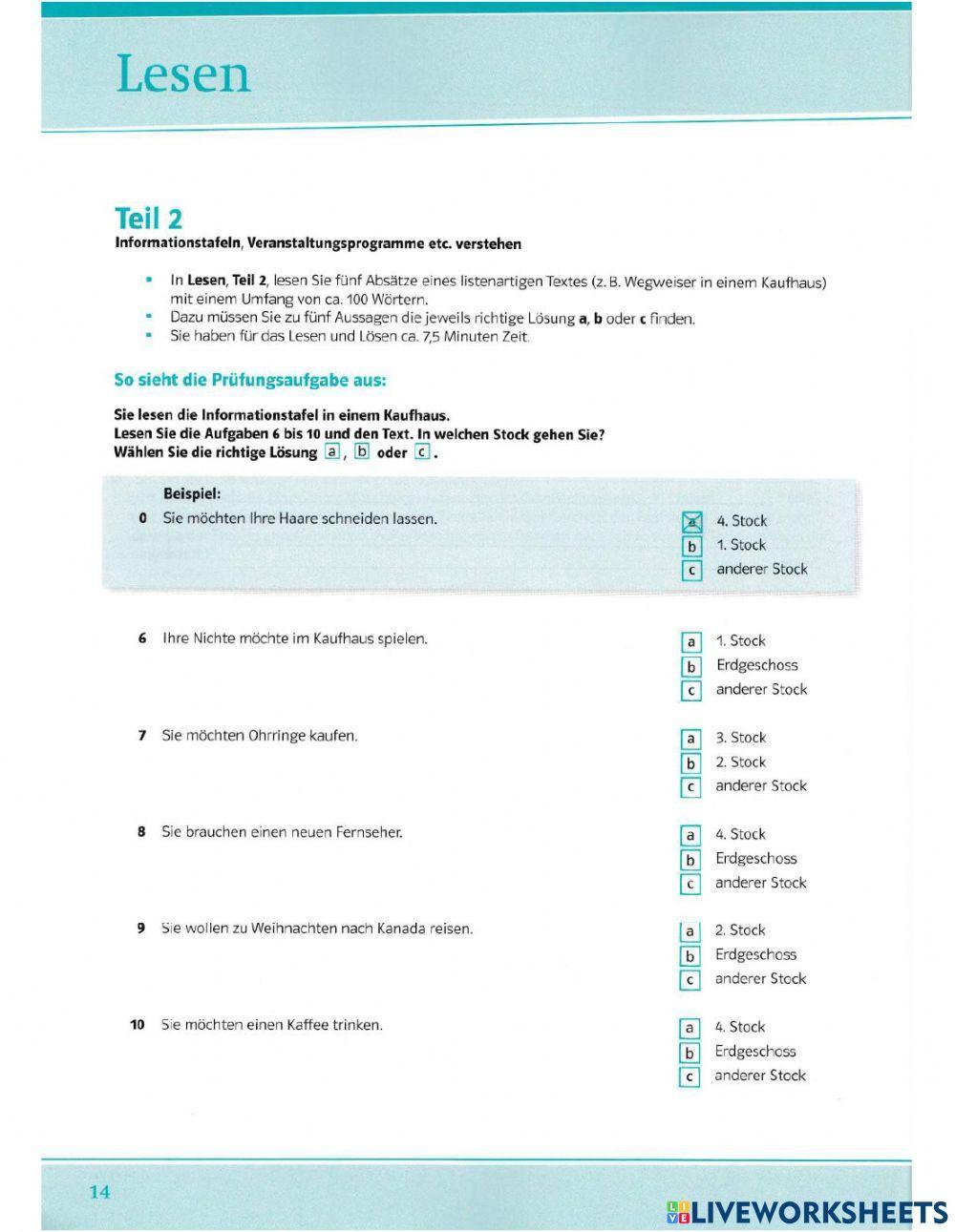 Test A2 Goethe | Free Interactive Worksheets | 1473242