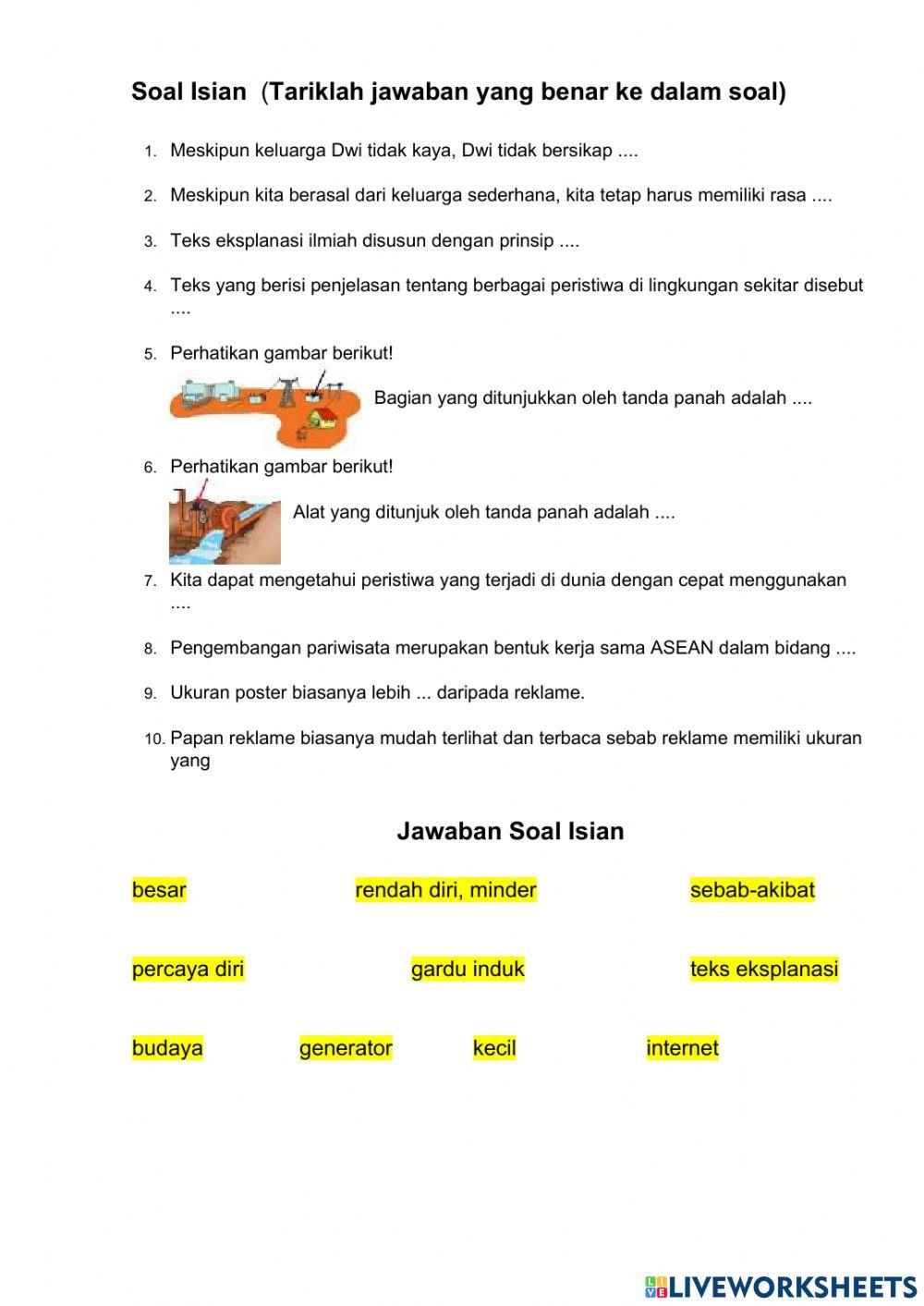 Kelas 6 tema 4 subtema 1 worksheet | Live Worksheets